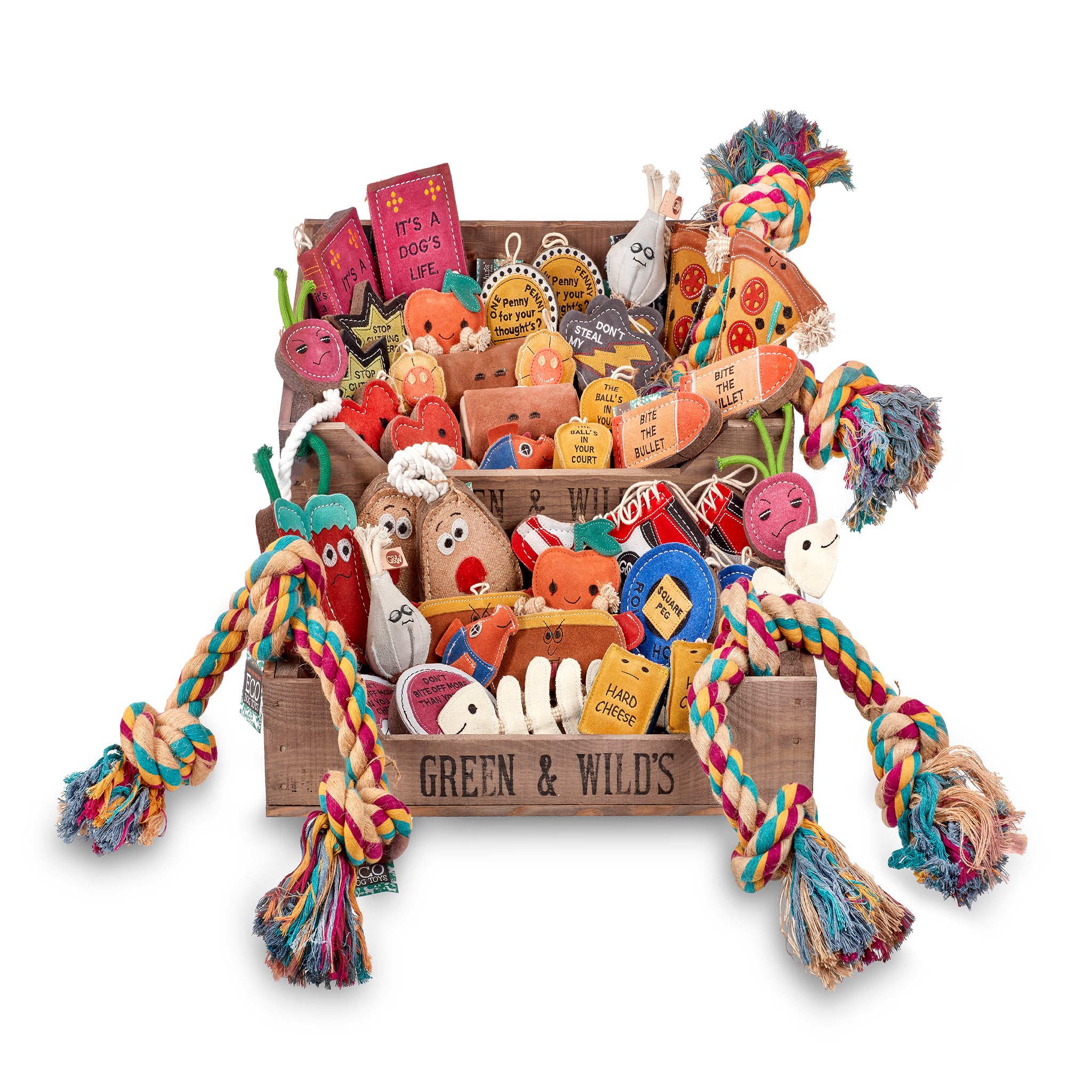 Bundle of Fun, 50 Eco Dog Toys – Green and Wilds - Trade